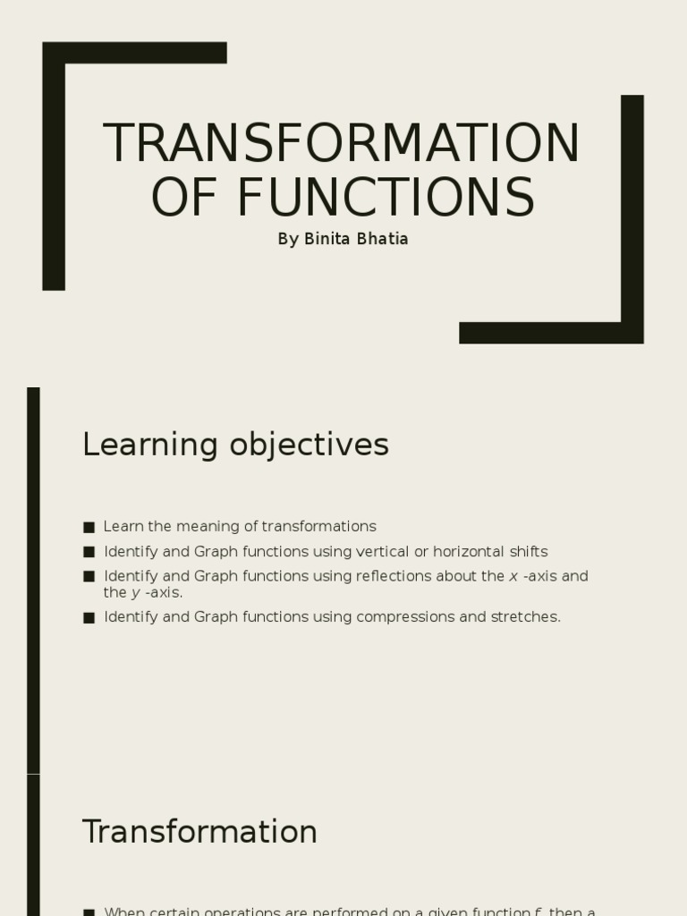 Transformation of Functions | PDF | Cartesian Coordinate System ...