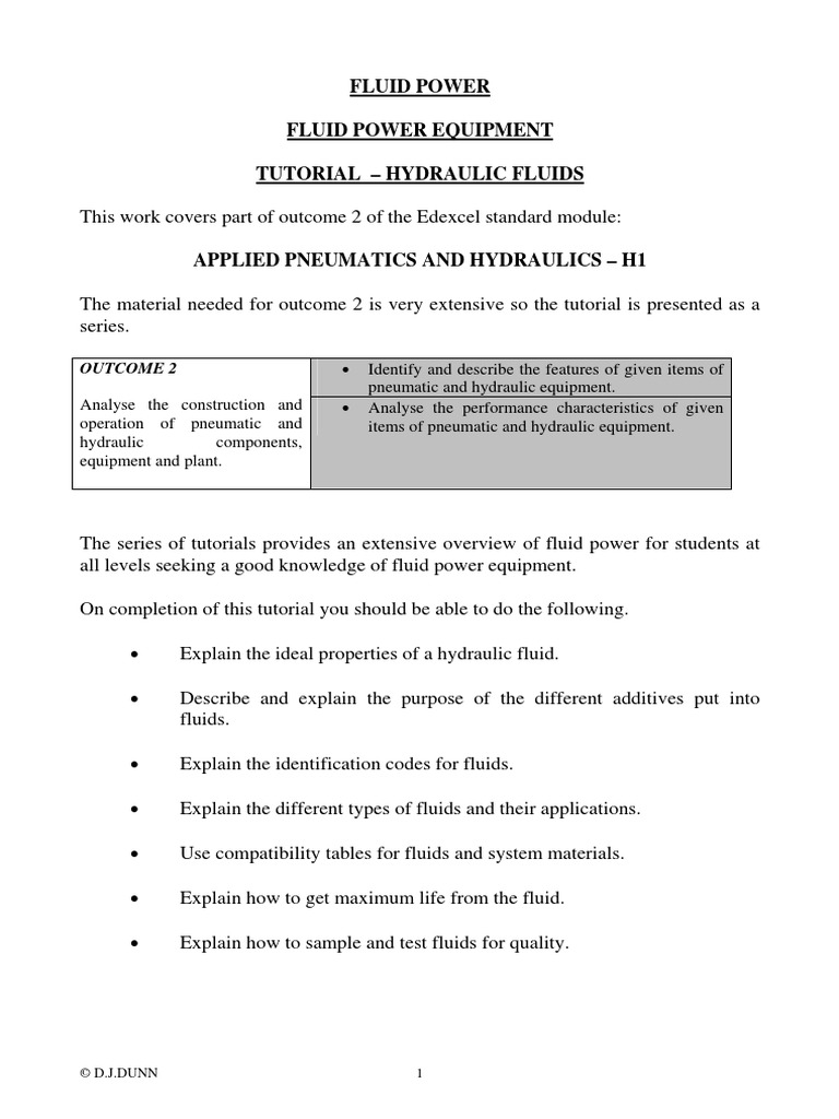 Fluid Power Fluid Power Equipment Tutorial - Hydraulic Fluids | PDF ...