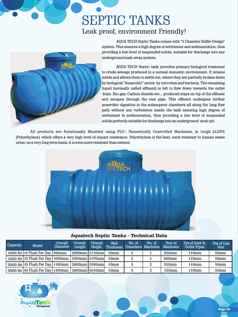 Aquatech Septic Tanks - Technical Data | PDF | Septic Tank | Waste ...