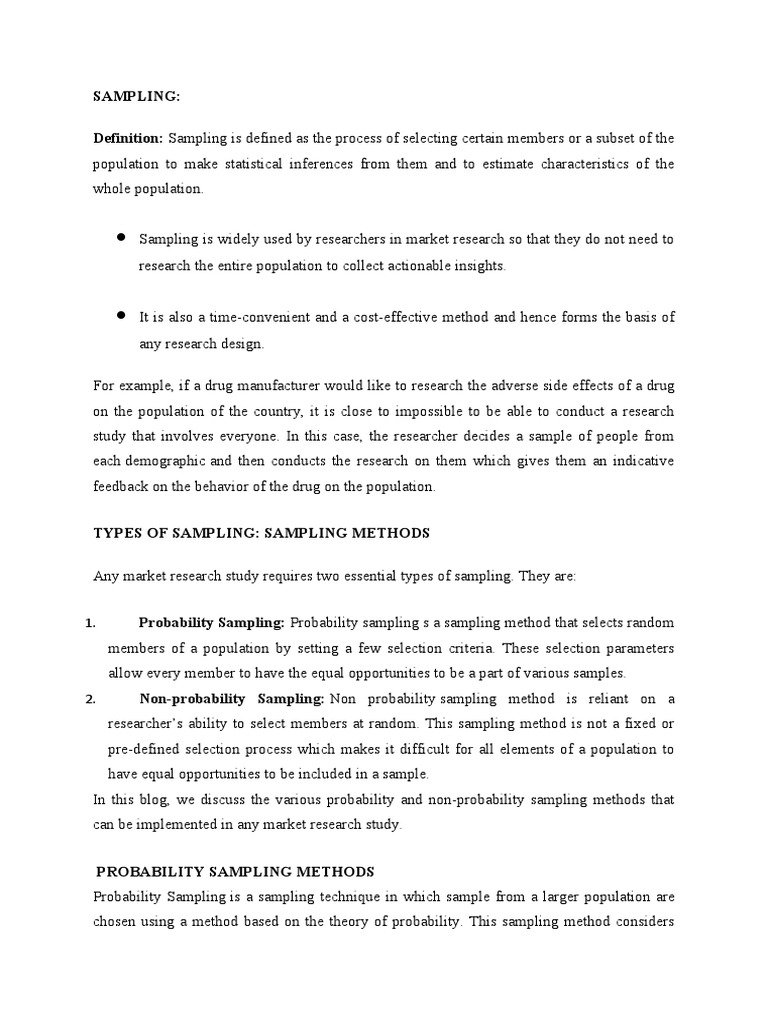 Sampling | PDF | Sampling (Statistics) | Survey Methodology