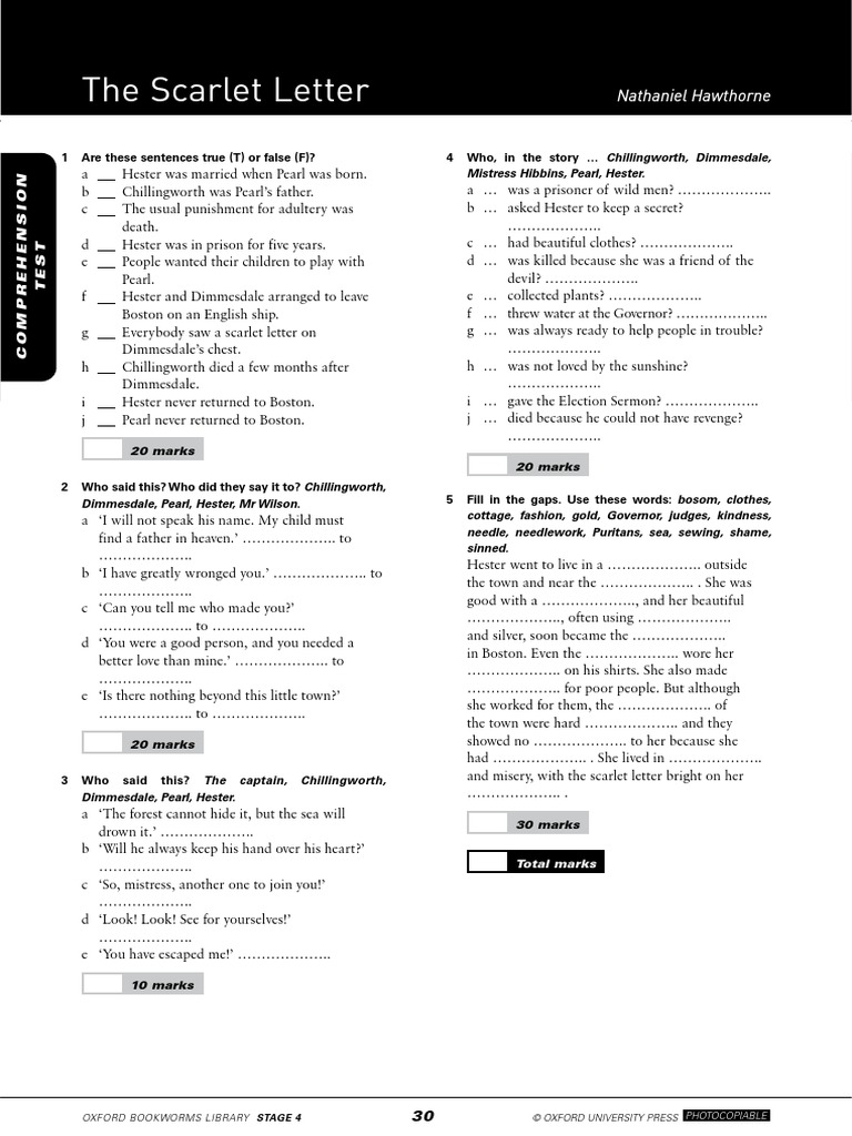 Test Scarlett Letter TEST PDF | PDF | The Scarlet Letter