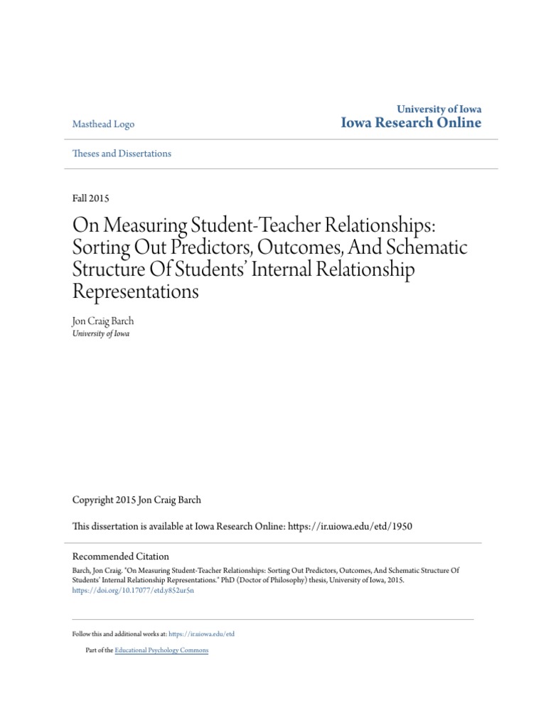 On Measuring Student-Teacher Relationships - Sorting Out Predictor ...