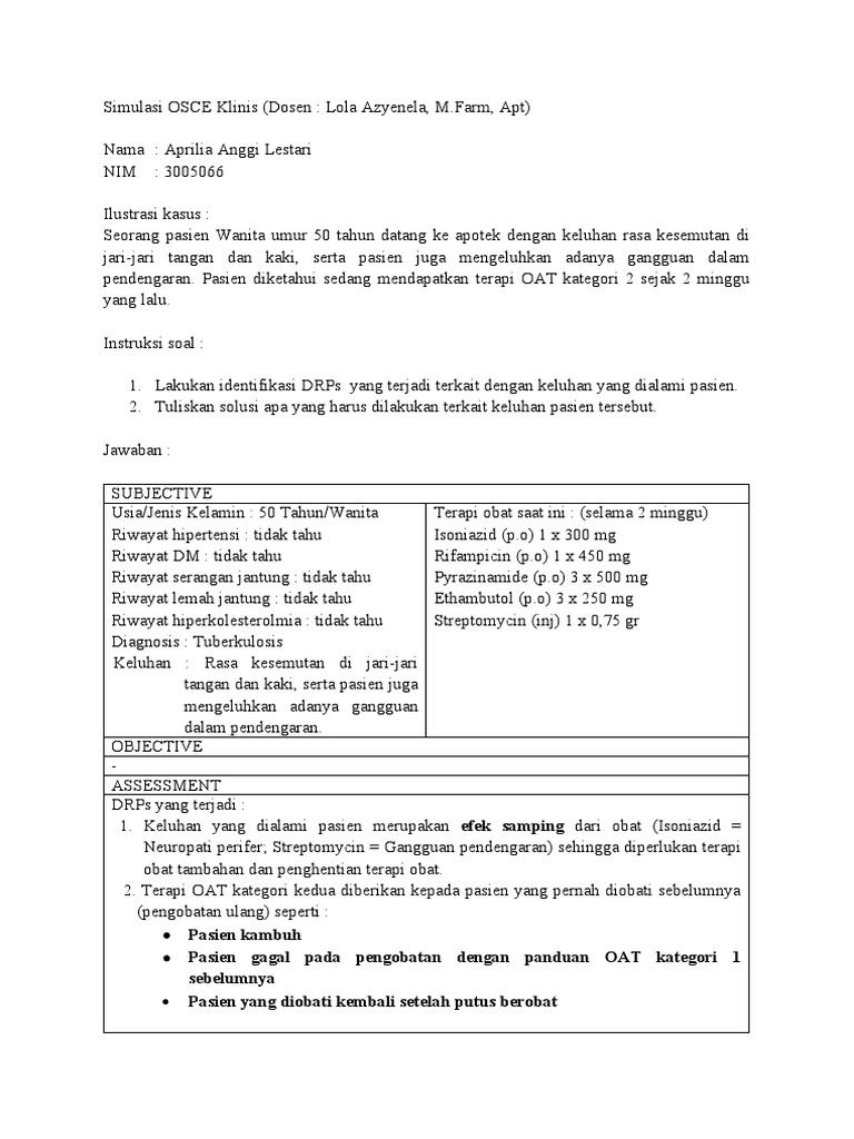 Kasus Simulasi OSCE MESO Aprilia Anggi Lestari | PDF | Sains & Matematika