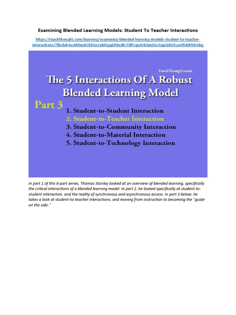 Examining Blended Learning Models | PDF | Teachers | Applied Psychology