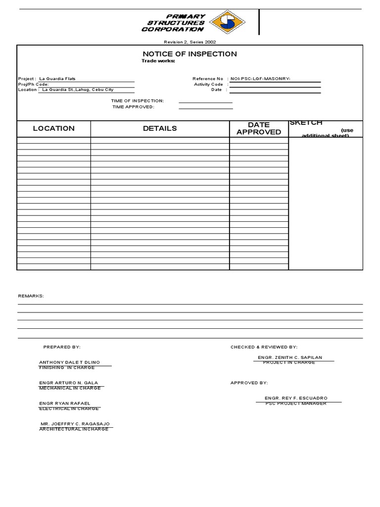 Notice of Inspection: Trade Works | PDF