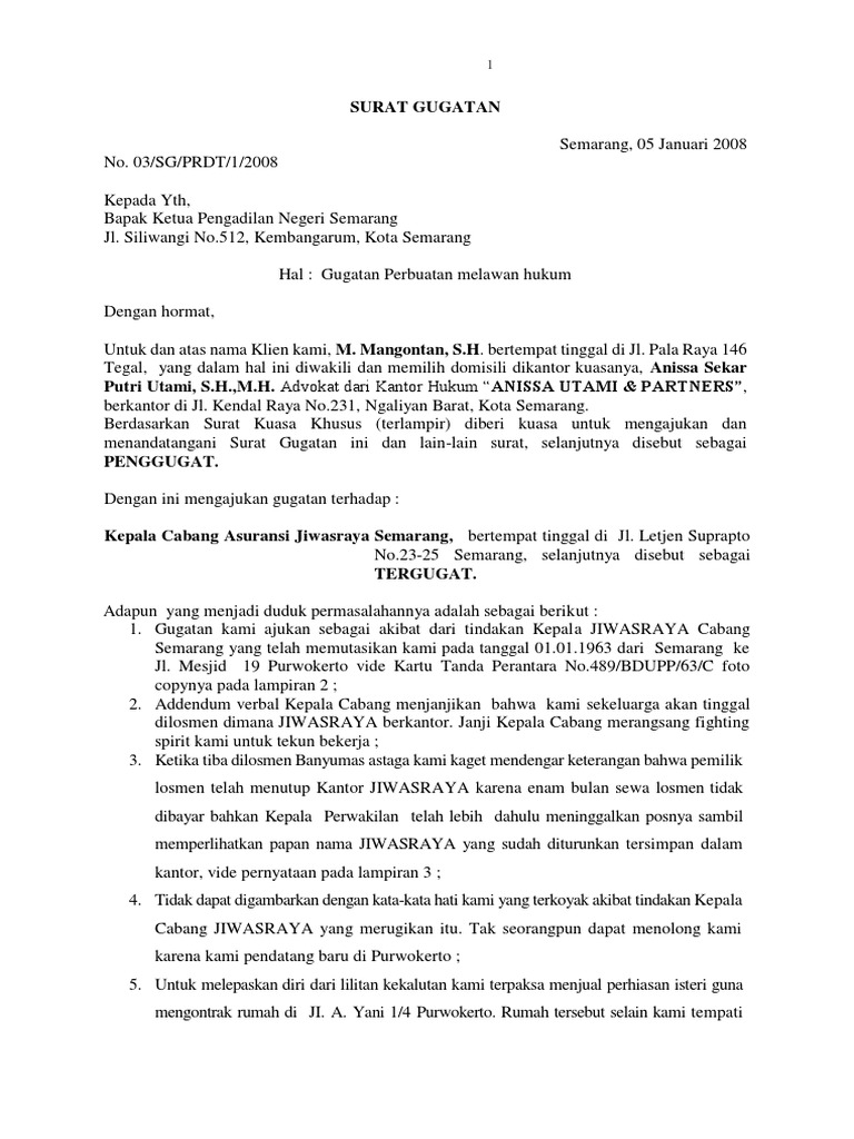 Surat Gugatan | PDF