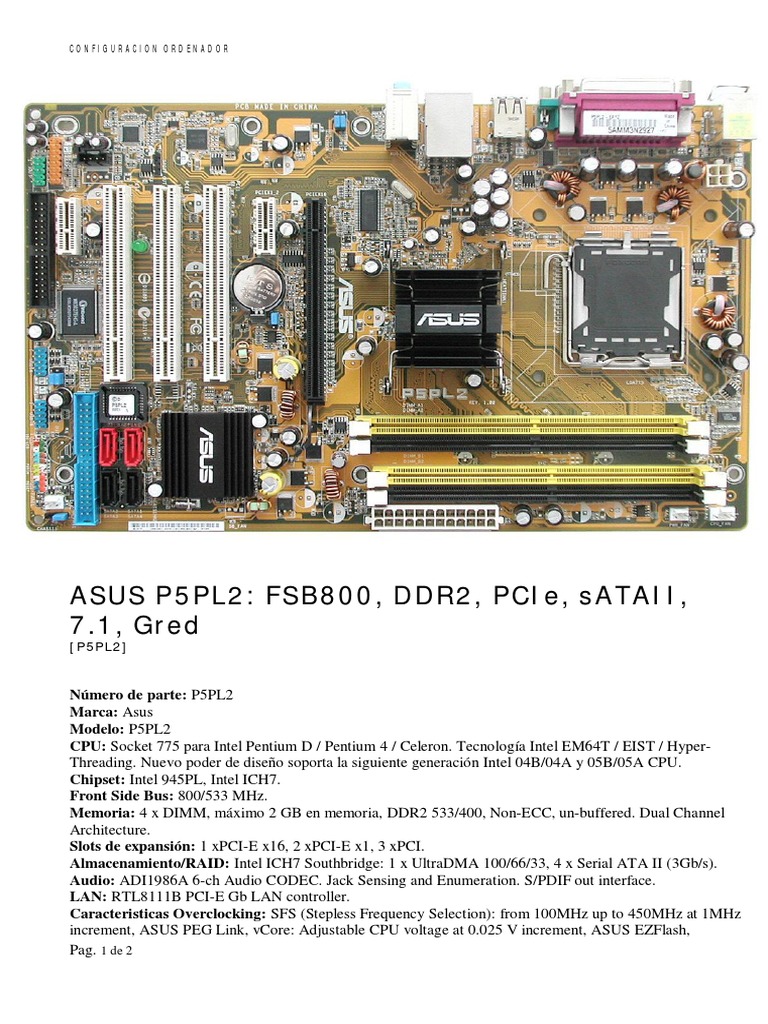 Placa Base ASUS P5 PL2 | PDF