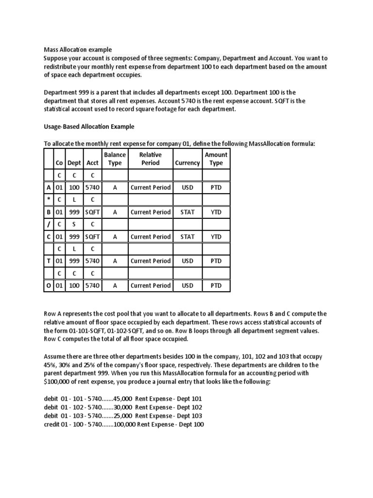 Mass Allocation Example | PDF | Debits And Credits | Corporations