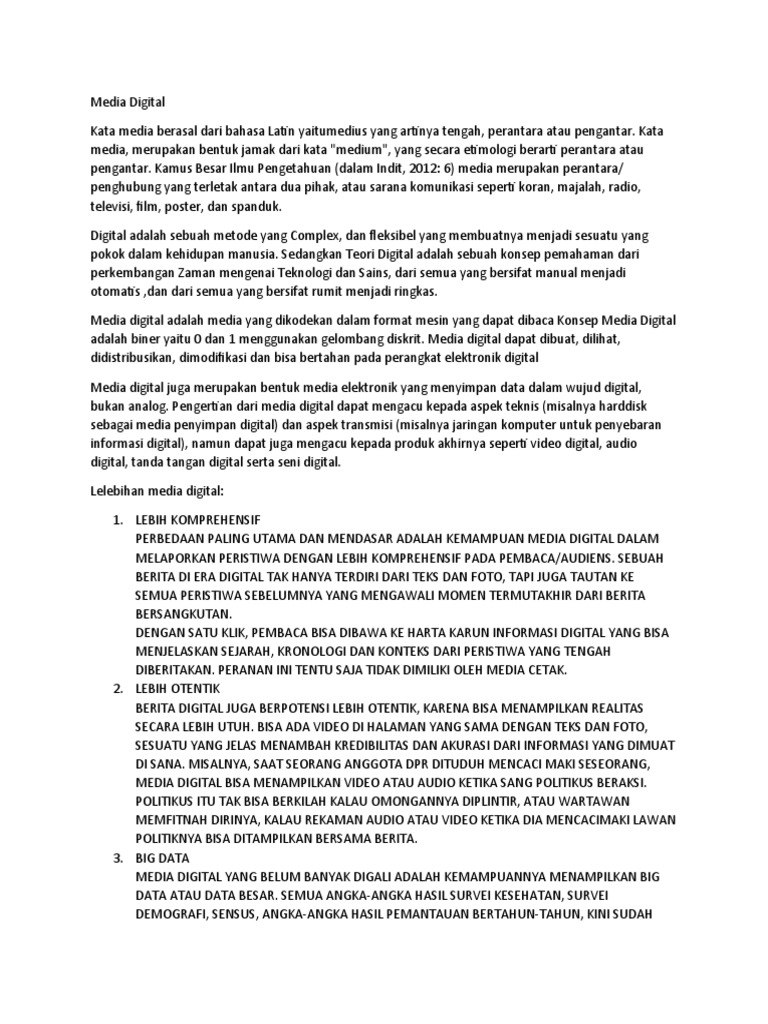 Pengertian dan Jenis Media Digital | PDF | Ilmu Sosial | Komputer