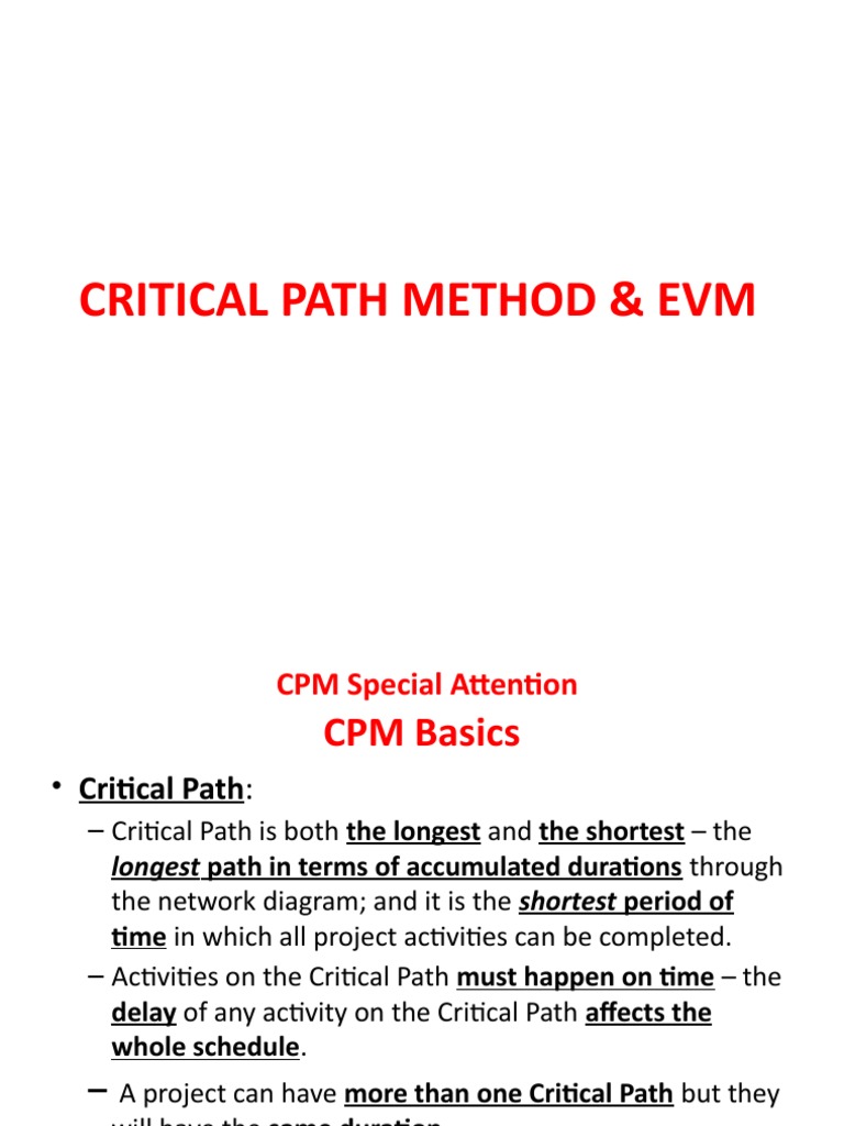 Critical Path Method & Evm | PDF | Analysis | Business