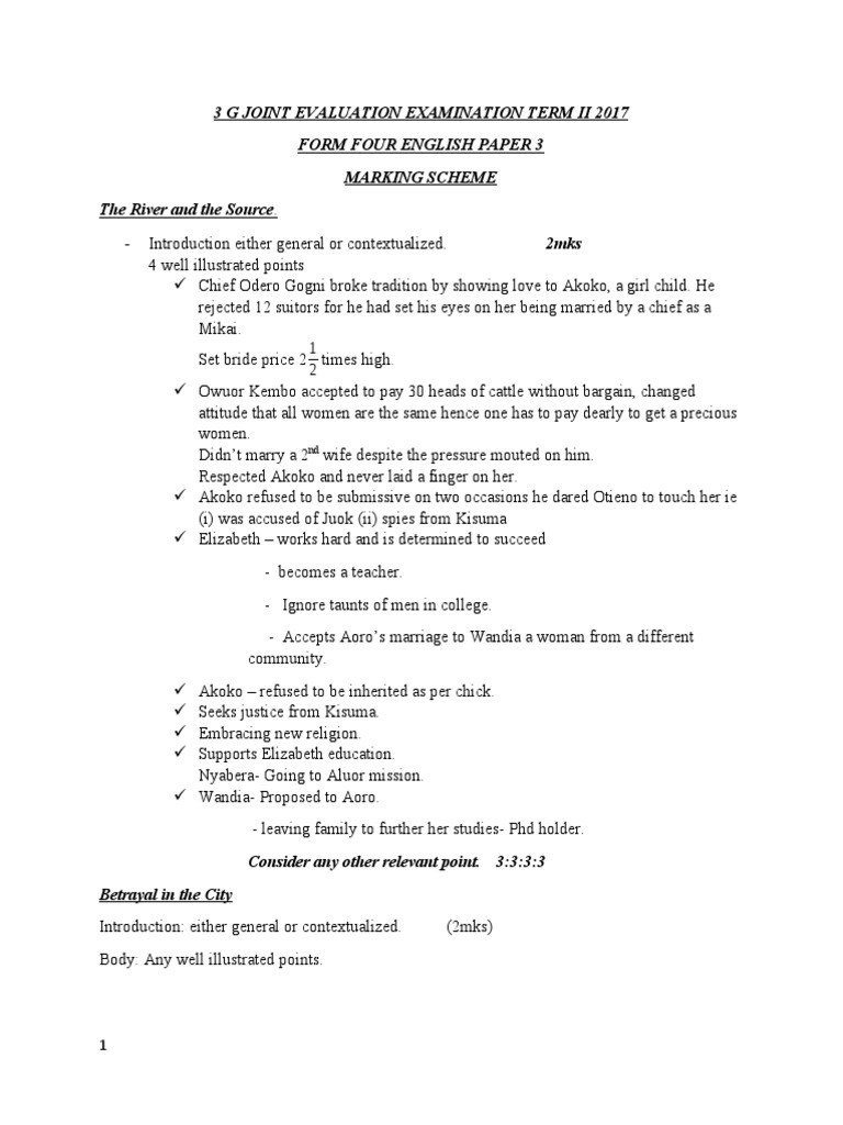 3G's English PP3 Marking Scheme | PDF | Justice | Crime & Violence