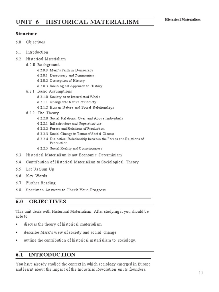 Unit 6 Historical Materialism: Structure | PDF | Georg Wilhelm ...