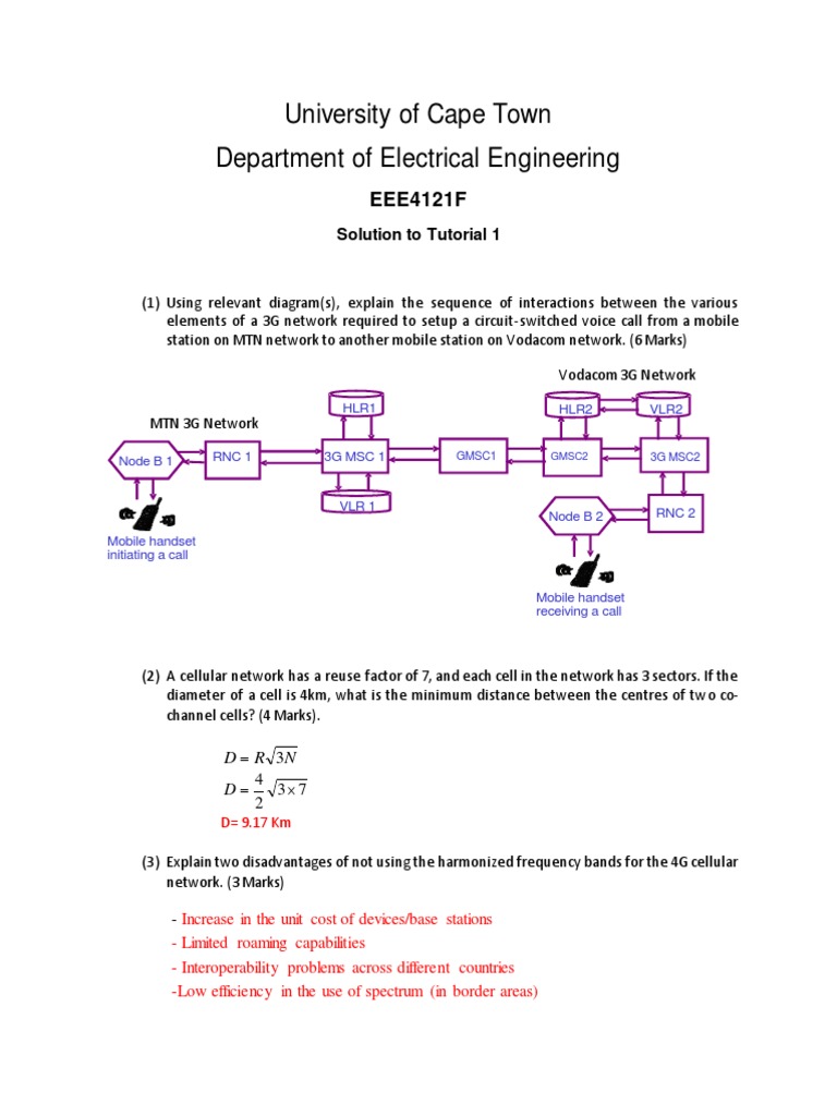 EEE4121F Solutions to UCT Tutorial 1 | PDF | Cellular Network | Radio ...