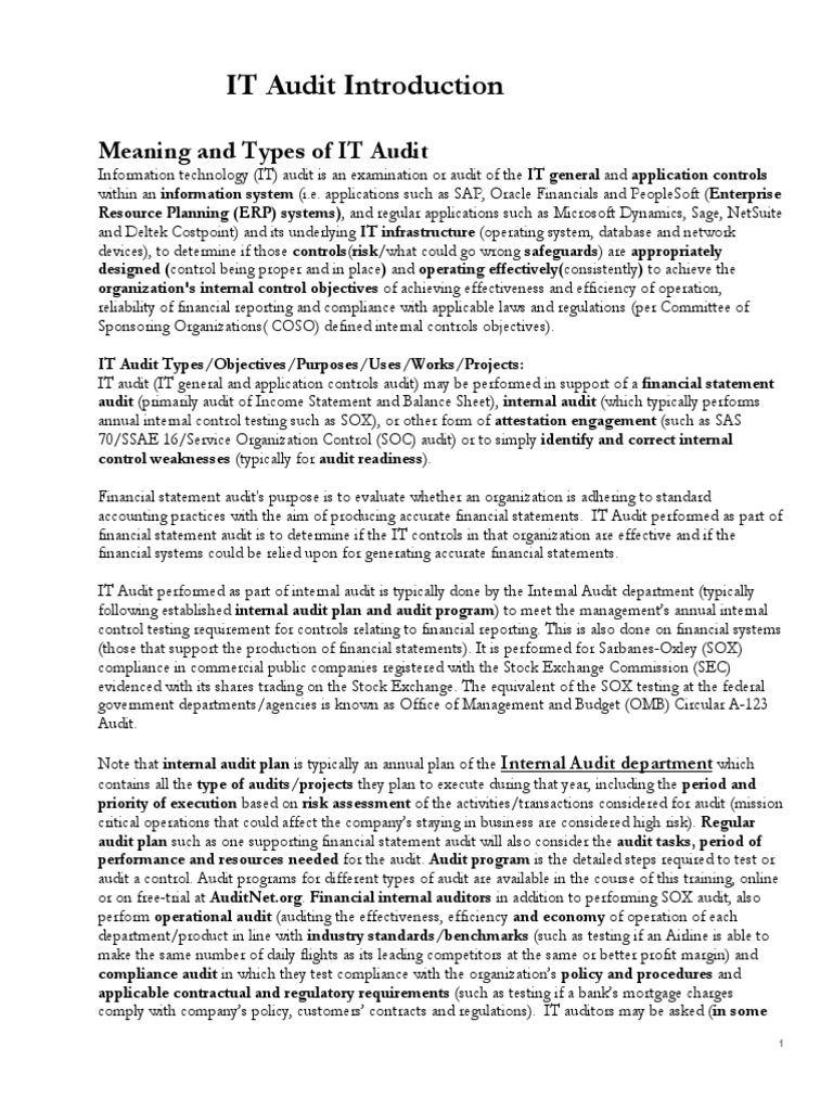Understanding IT Audit and ITGC | PDF | Internal Control | Financial Audit