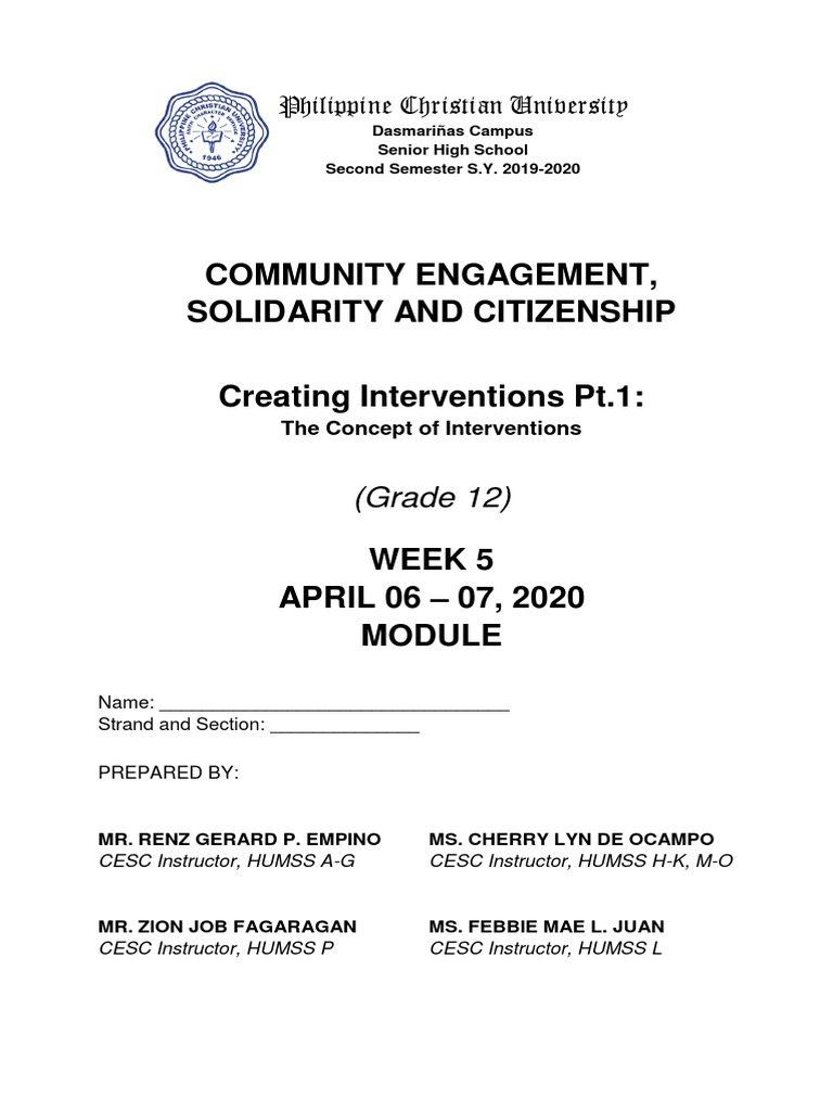 Community Engagement, Solidarity and Citizenship: (Grade 12) | PDF ...