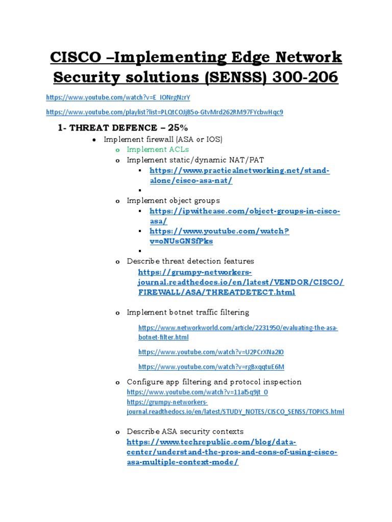 CISCO - Implementing Edge Network Security Solutions (SENSS) 300-206 | PDF | Network Switch ...