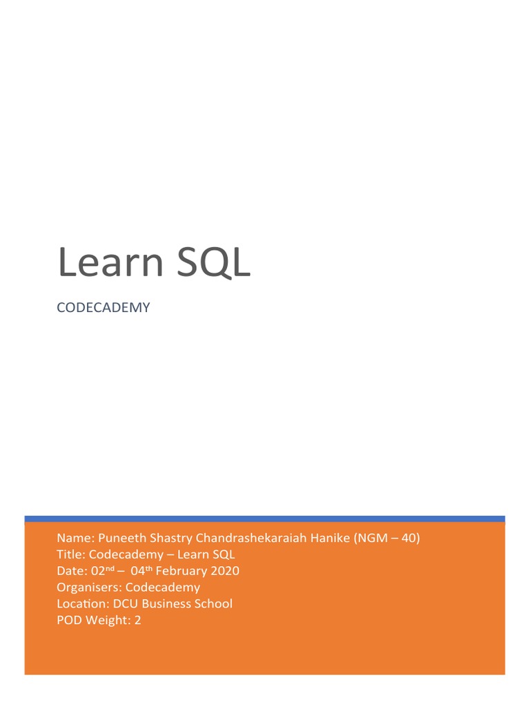 Digital Reflection 3 - SQL | PDF | No Sql | Sql