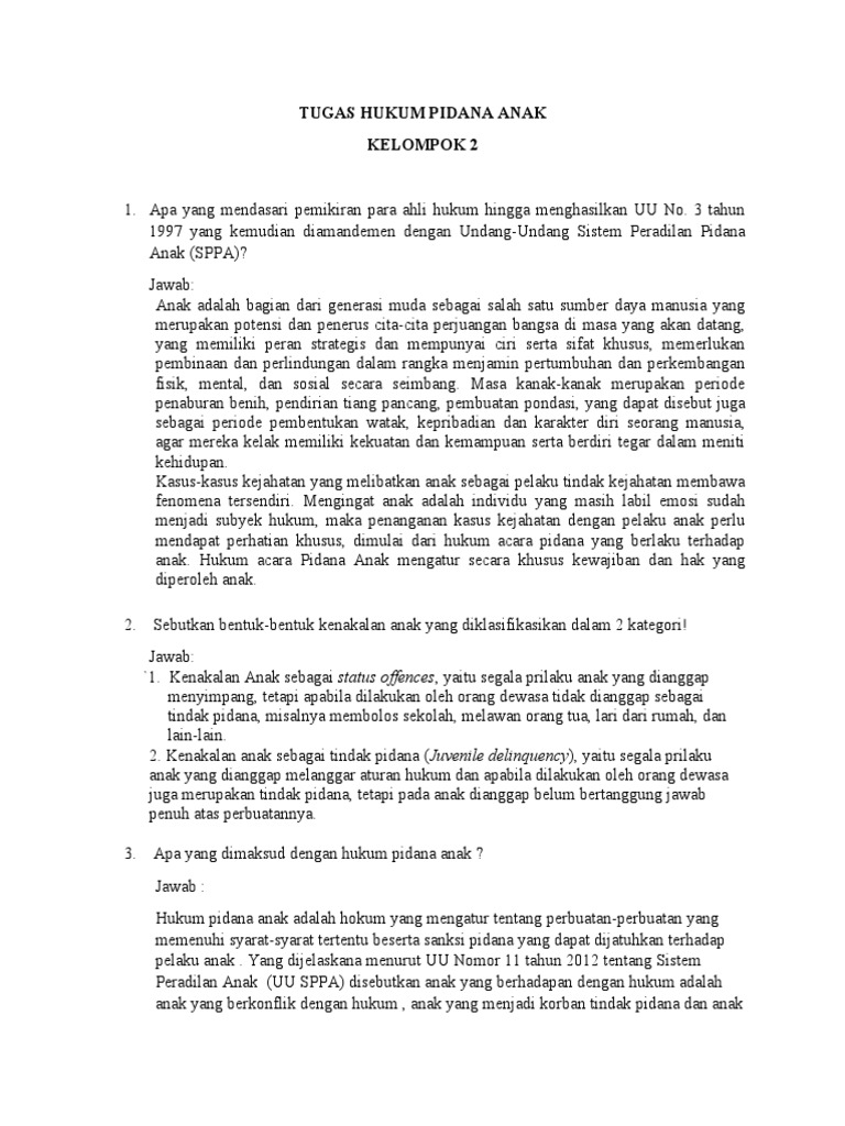 Tugas Hukum Pidana Anak | PDF