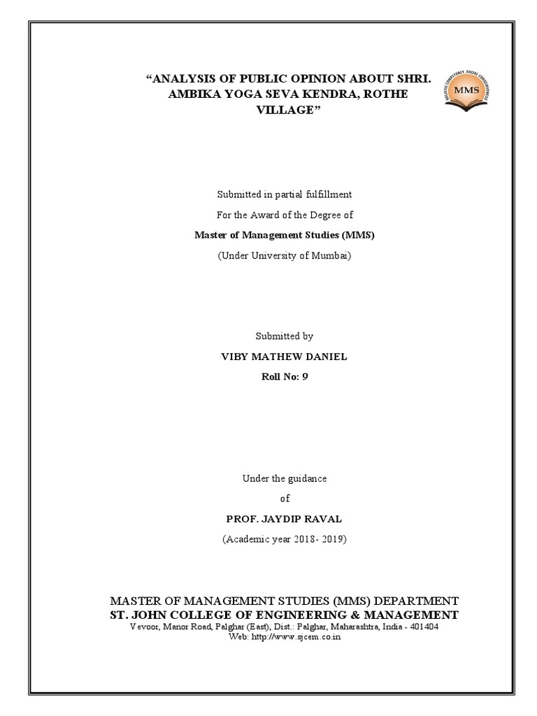 Analysis of Public Opinion About Shri. Ambika Yoga Seva Kendra, Rothe ...