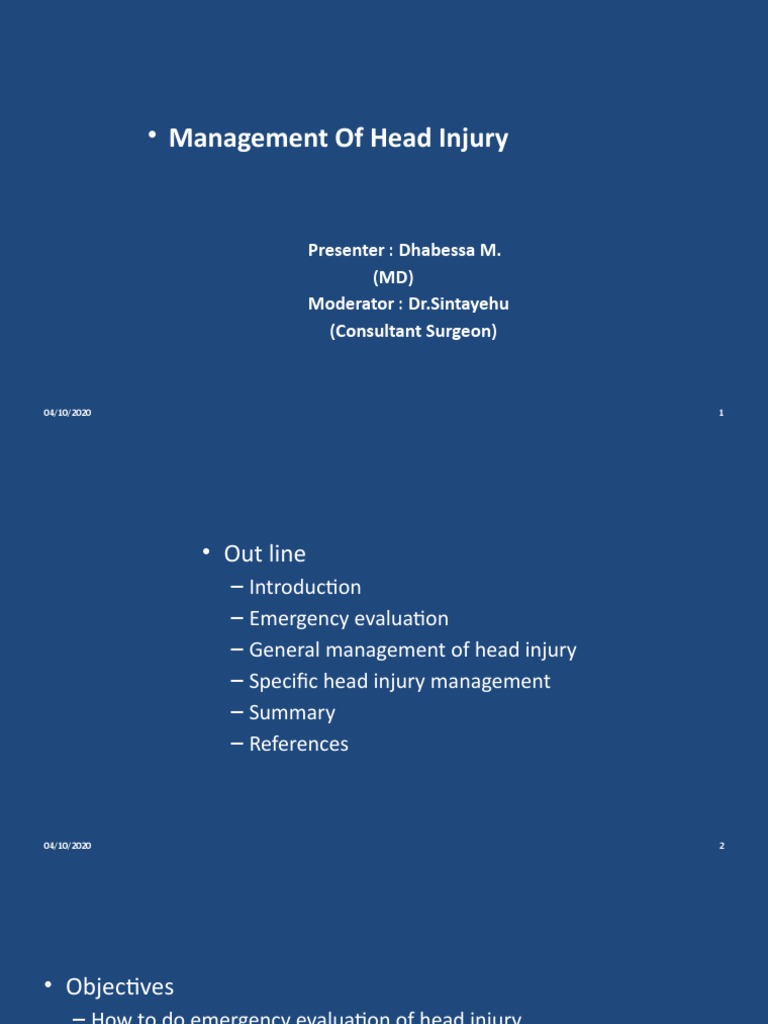 Management of Head Injury | PDF | Traumatic Brain Injury | Central ...