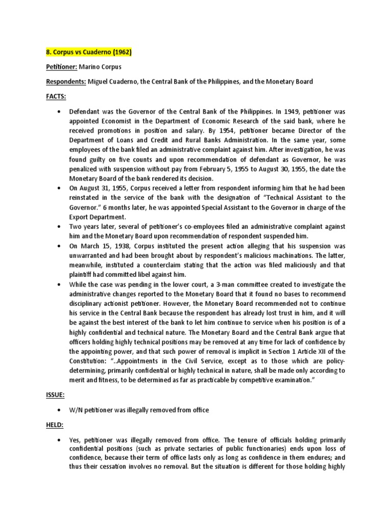Corpus Vs Cuaderno | PDF | Complaint | Central Banks