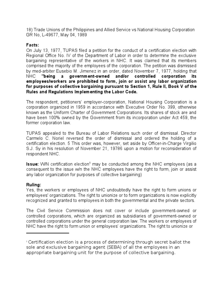 18 - Trade Unions of The PH Vs NHC | Download Free PDF | Labour Law ...