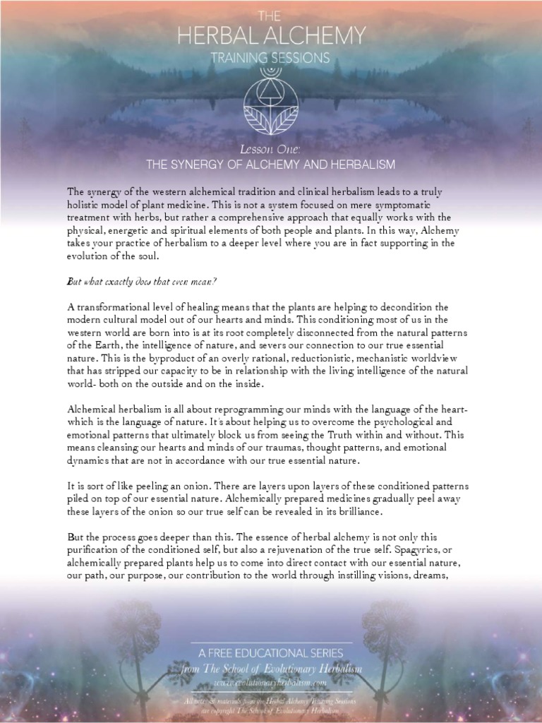 Training Session #1 - The Synergy of Alchemy and Herbalism PDF | PDF ...