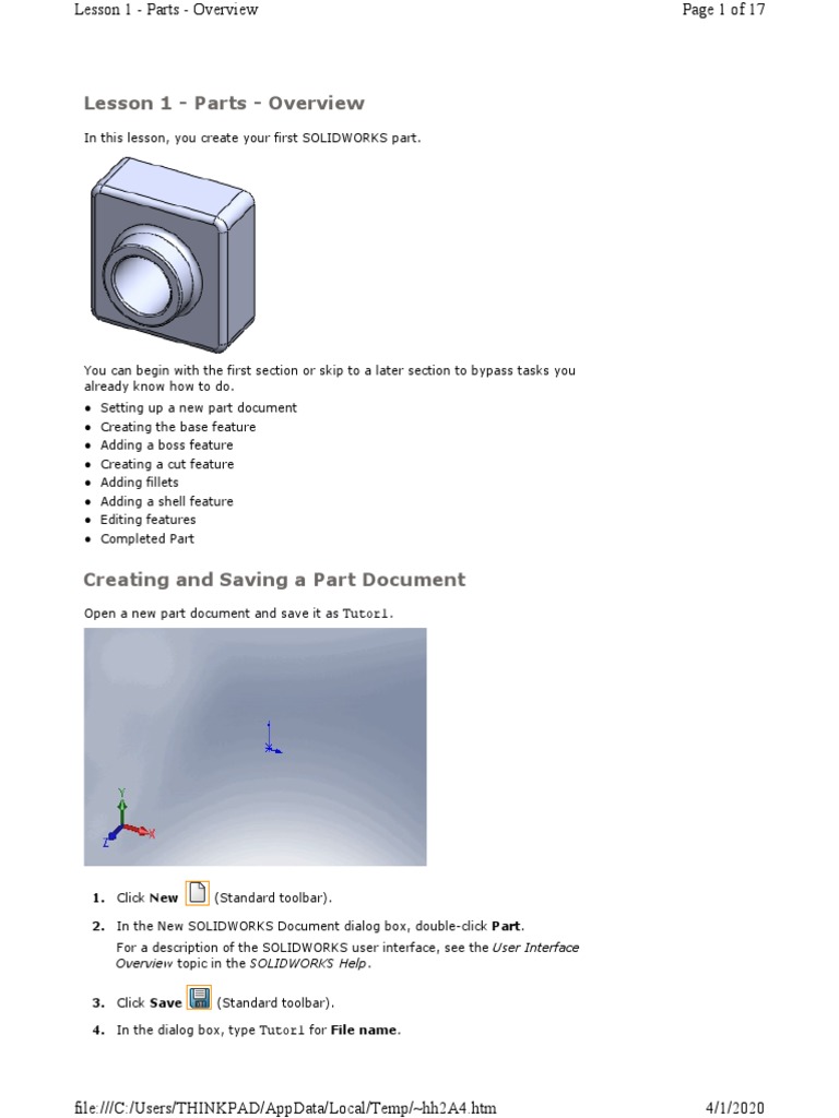 Lesson 1 - Parts - Overview: L L L L L L L L | PDF | Button (Computing) | Dialog Box