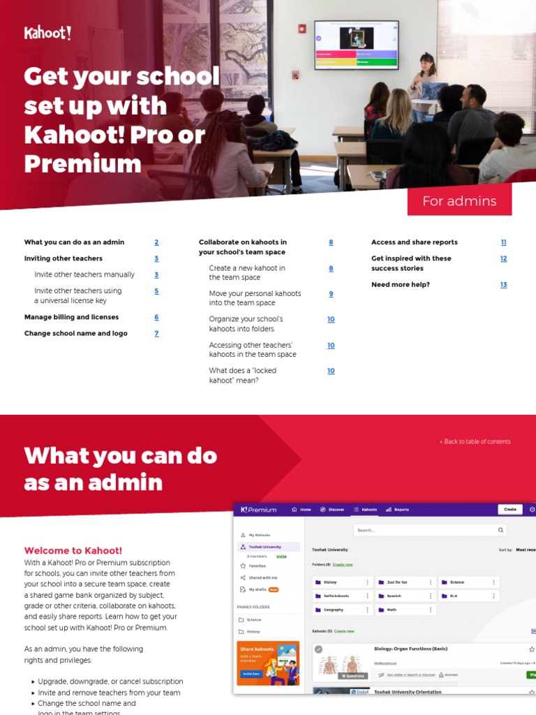 Admin Guide for Kahoot! Pro Schools | PDF | Spreadsheet | Computing