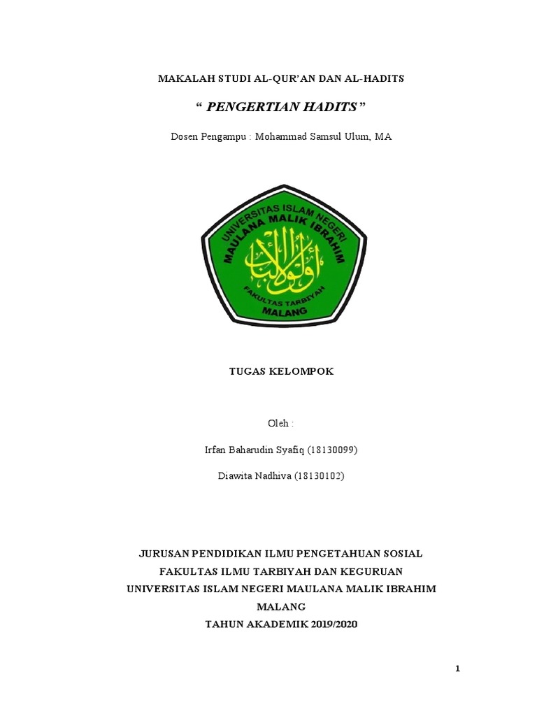 Pengertian dan Bentuk Hadits Islam | PDF | Agama & Spiritualitas