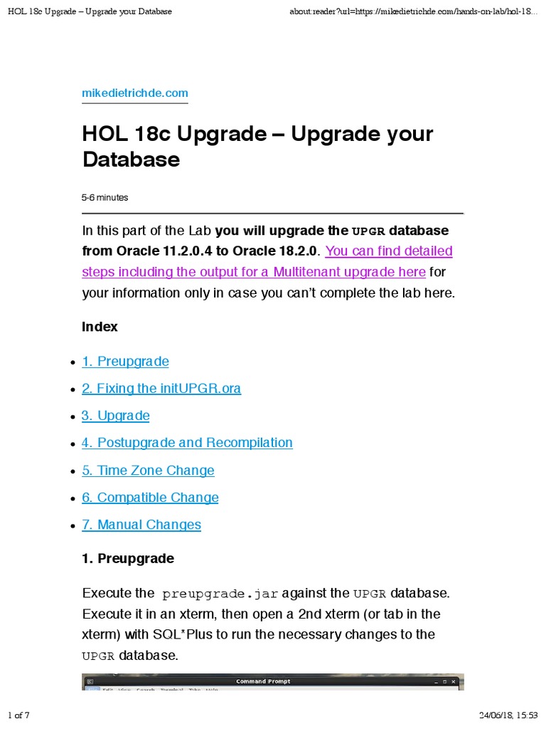HOL 18c Upgrade - Upgrade Your Database: From Oracle 11.2.0.4 To Oracle ...