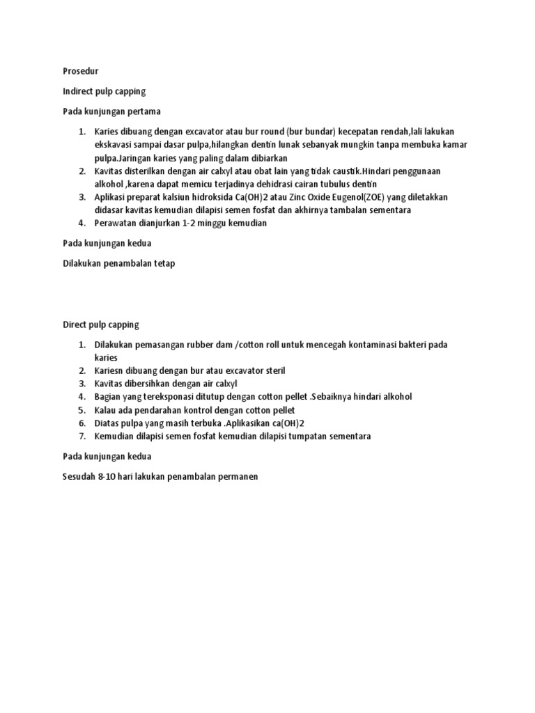 Prosedur Pulp Capping | PDF