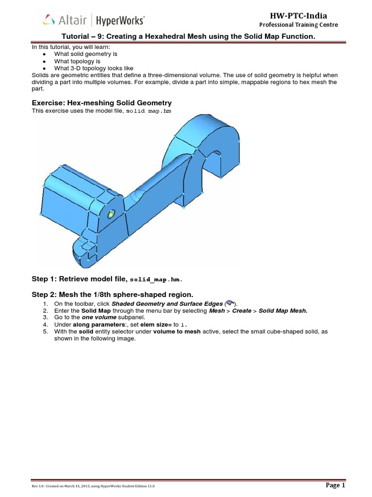13 - Tutorial Creating A Hexahedral Mesh Using The Solid Map Function PDF | PDF | Volume | Geometry