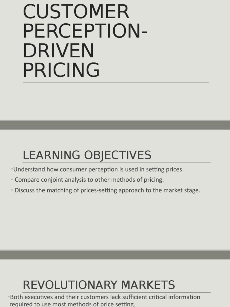 Chapter 3 CUSTOMER PERCEPTION DRIVEN PRICING | PDF | Utility | Pricing