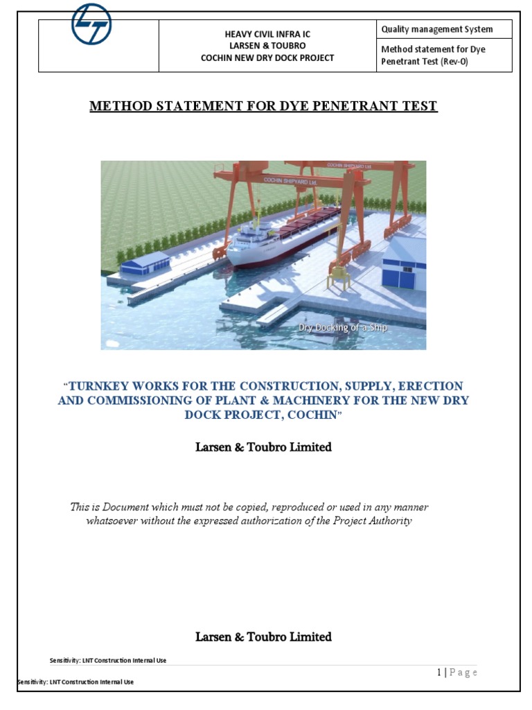 Dye Penetrant Test Method Statement | PDF | Nondestructive Testing ...