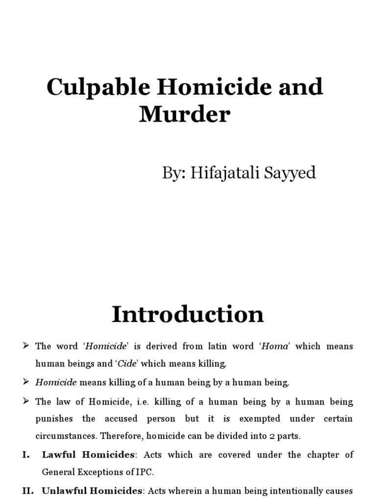 Culpable Homicide vs. Murder Explained | PDF | Murder | Crime & Violence