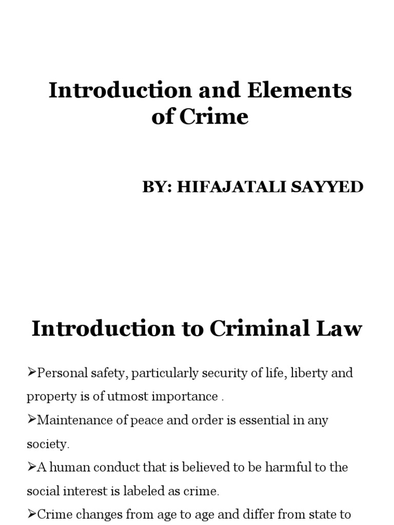 Introduction, Elements of Crime | PDF | Mens Rea | Punishments