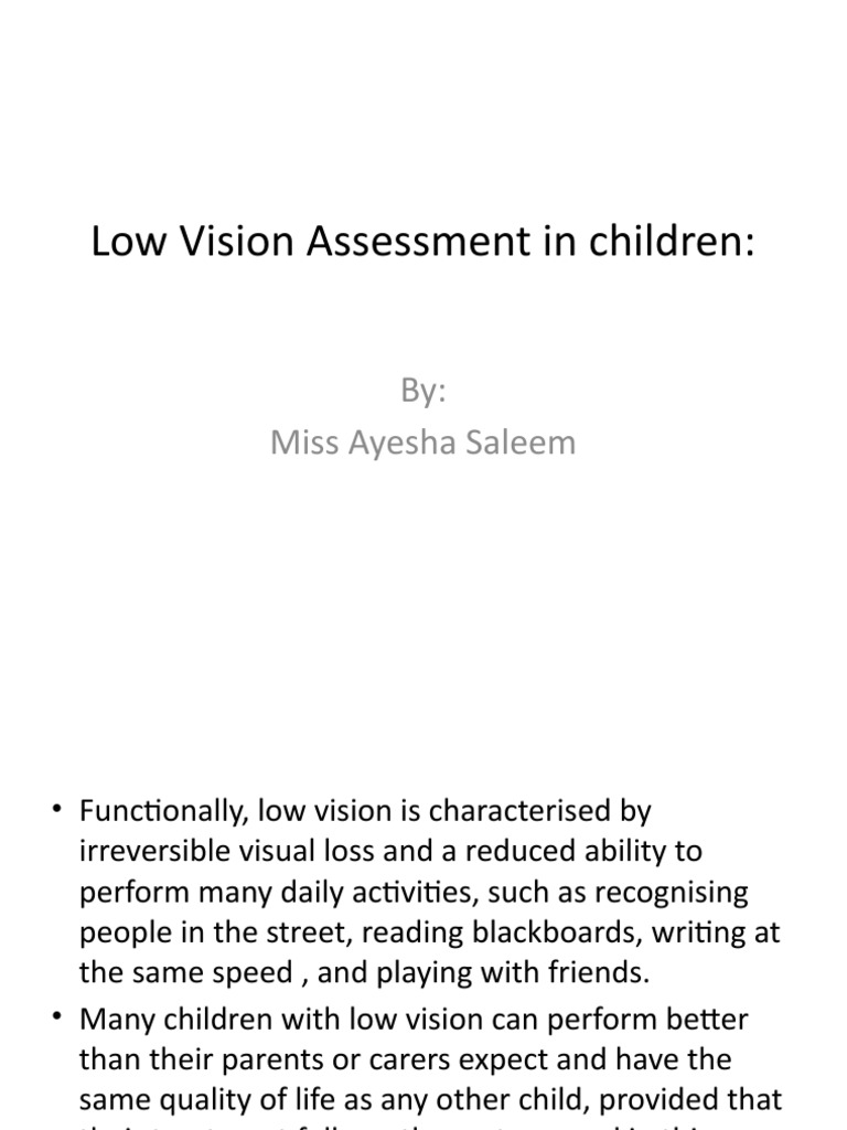 Low Vision in Children | PDF | Visual Impairment | Visual Acuity