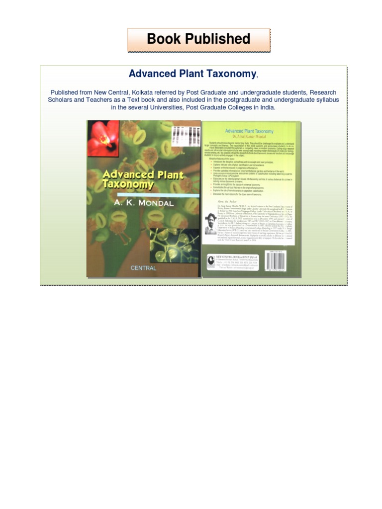 Book Published: Advanced Plant Taxonomy | PDF