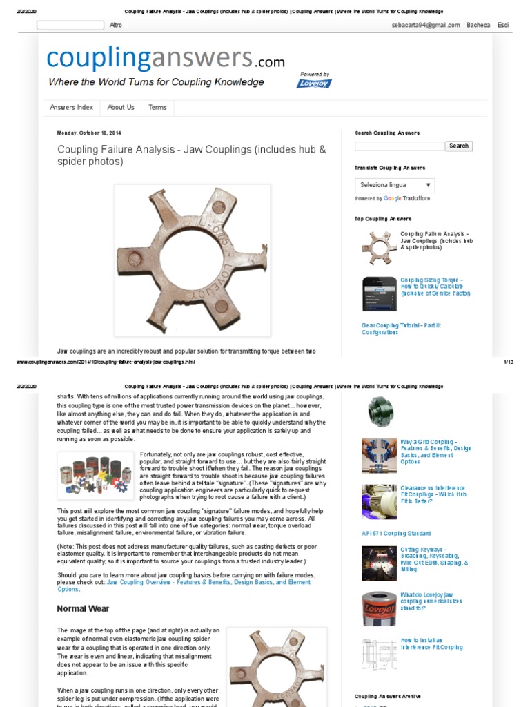 Coupling Failure Analysis - Jaw Couplings (Includes Hub & Spider Photos ...