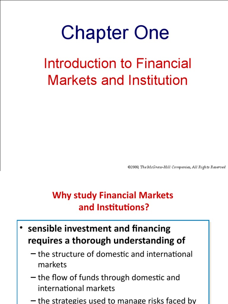 Chapter One: Introduction To Financial Markets and Institution | PDF ...