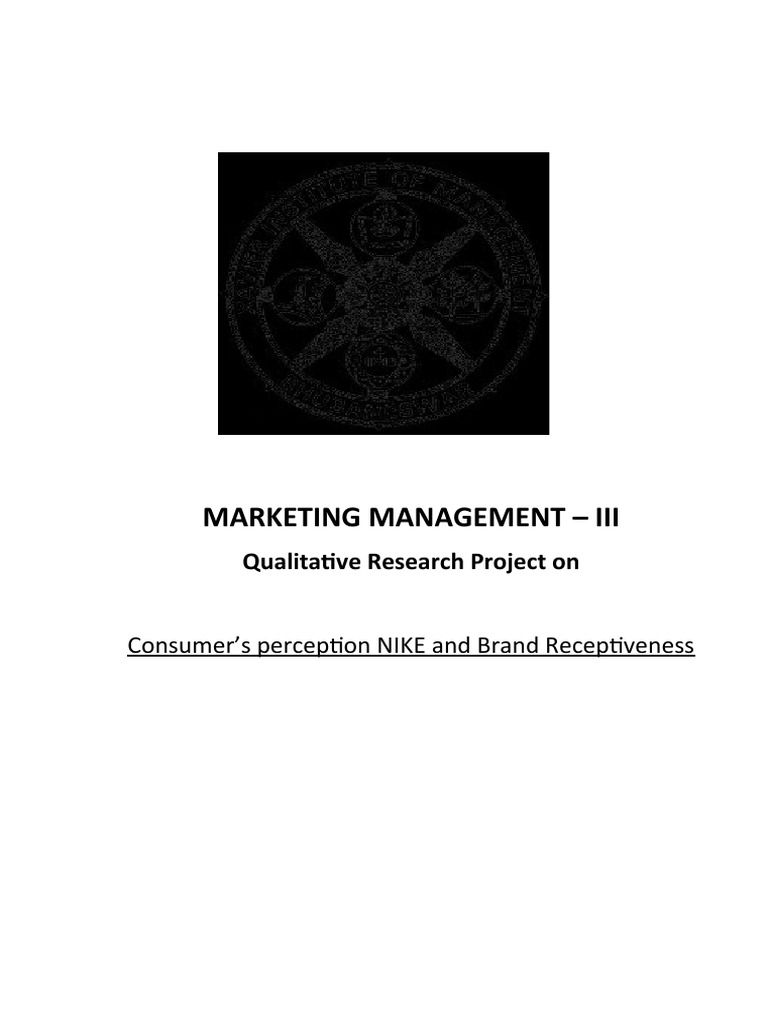 Marketing Management - Iii: Consumer's Perception NIKE and Brand ...
