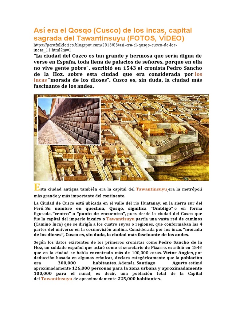 Así Era El Cusco 1 | PDF | Imperio Inca | Perú