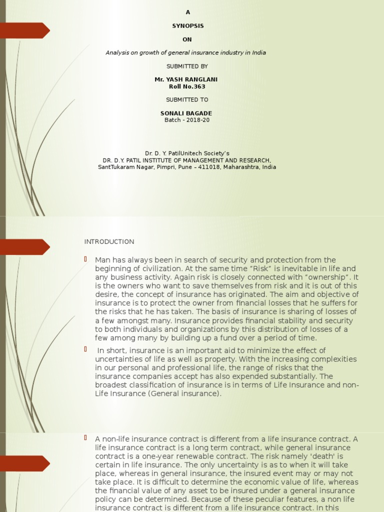 Analysis On Growth of General Insurance Industry in India: Submitted by ...
