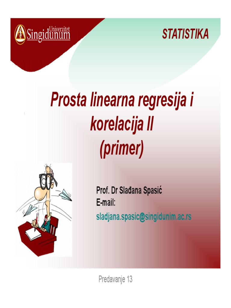 Statistika Predavanje 13 Prosta Linearna Korelacija PDF | PDF