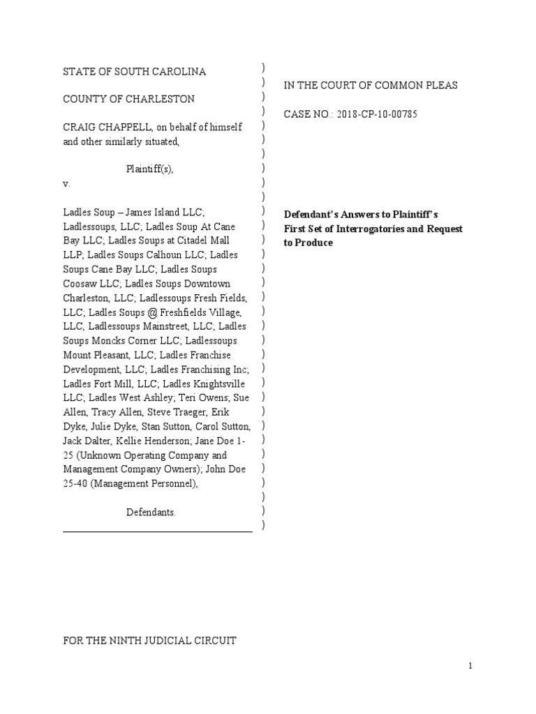 Legal Interrogatories Response | PDF | Interrogatories | Discovery (Law)