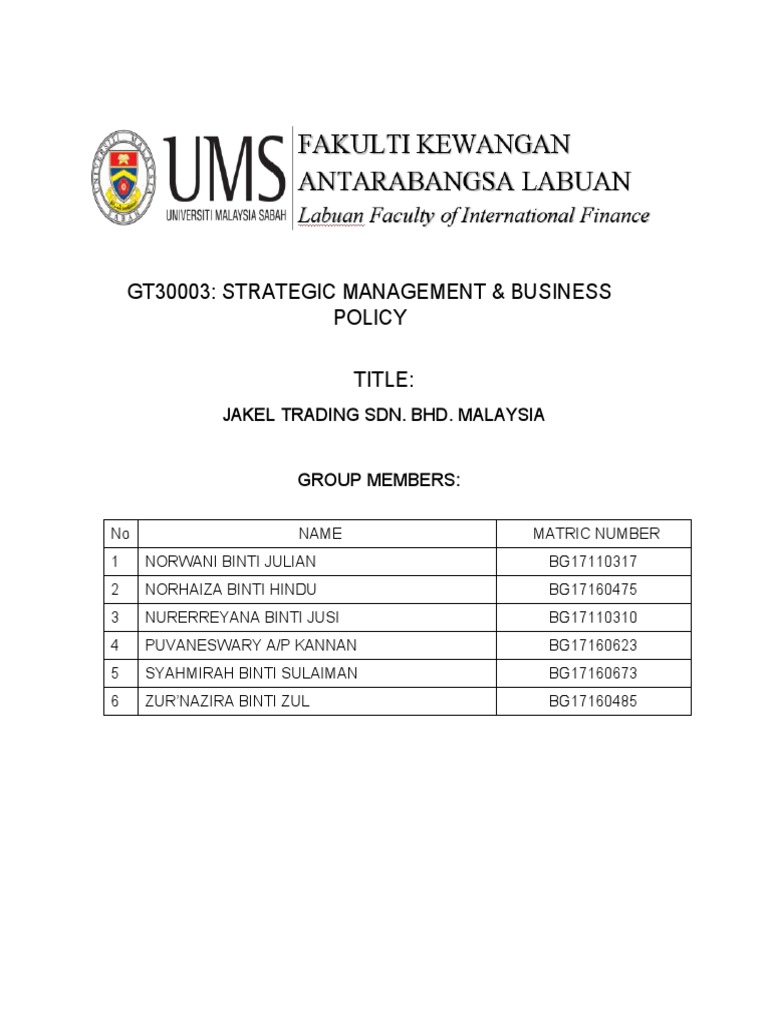 Jakel Trading SDN BHD (Full) | PDF | Goal | Quality Management