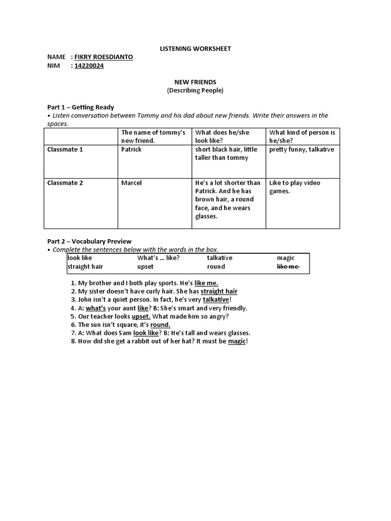 Listening Worksheet: Spaces | PDF