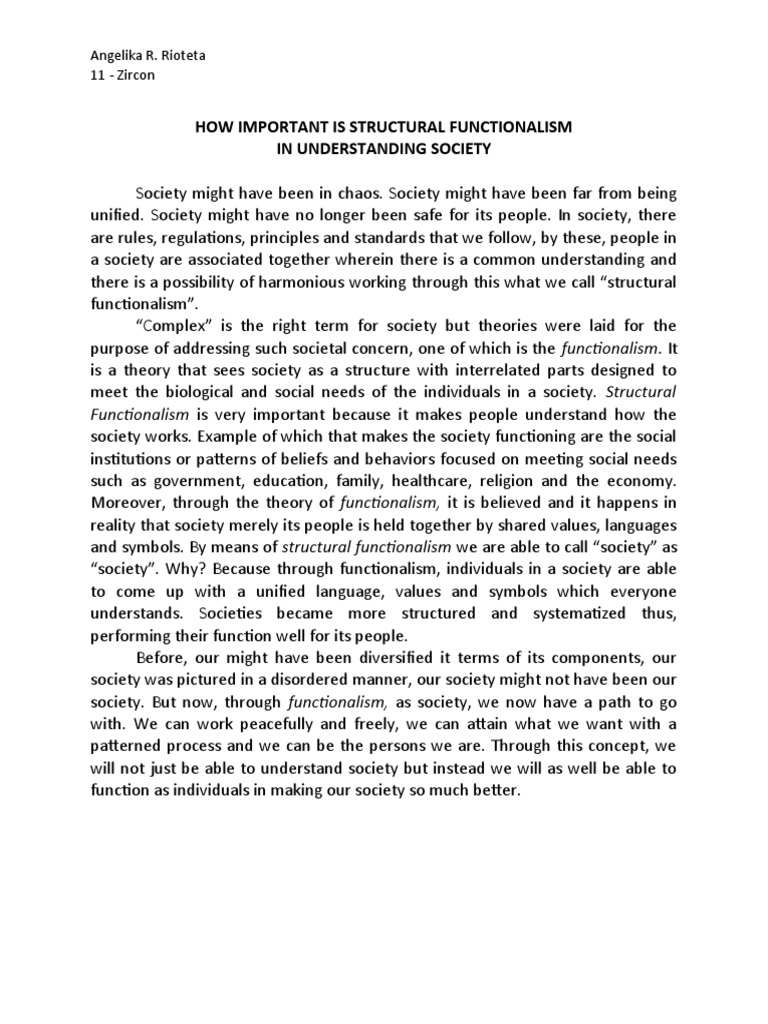 Importance of Structural Functionalism | PDF