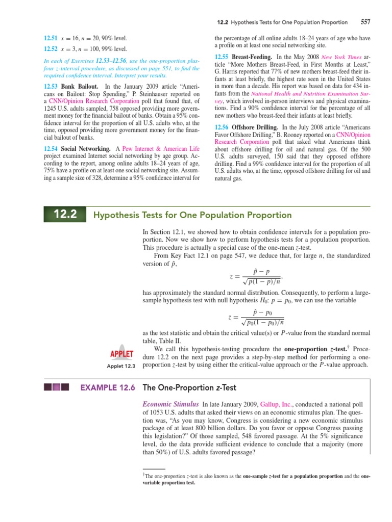 One Sample Z Test For Proportions PDF | PDF | P Value | Statistical ...